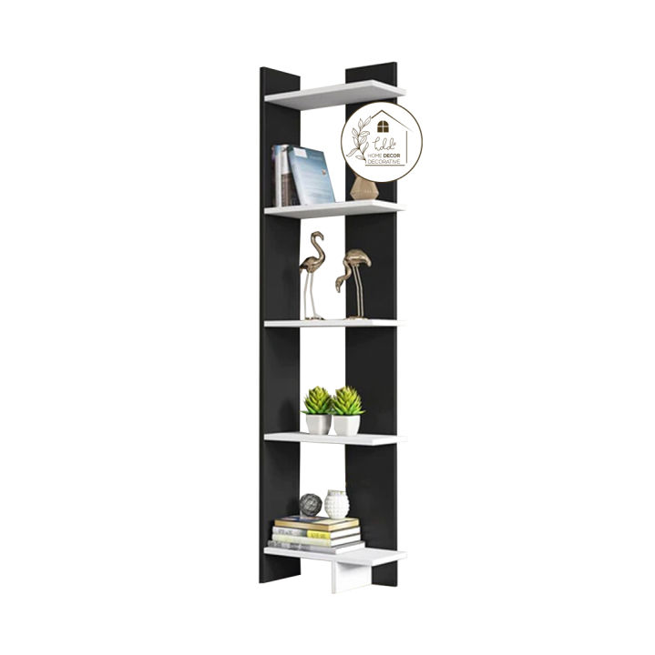 5-Shelf Modern Display Corner Unit Bookcase Bookshelf Shelving Unit ...