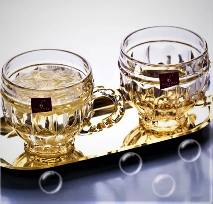 Imported Tea & Coffee Transparent Crystal Glass Cups (Pack 1 set 6 pcs ...