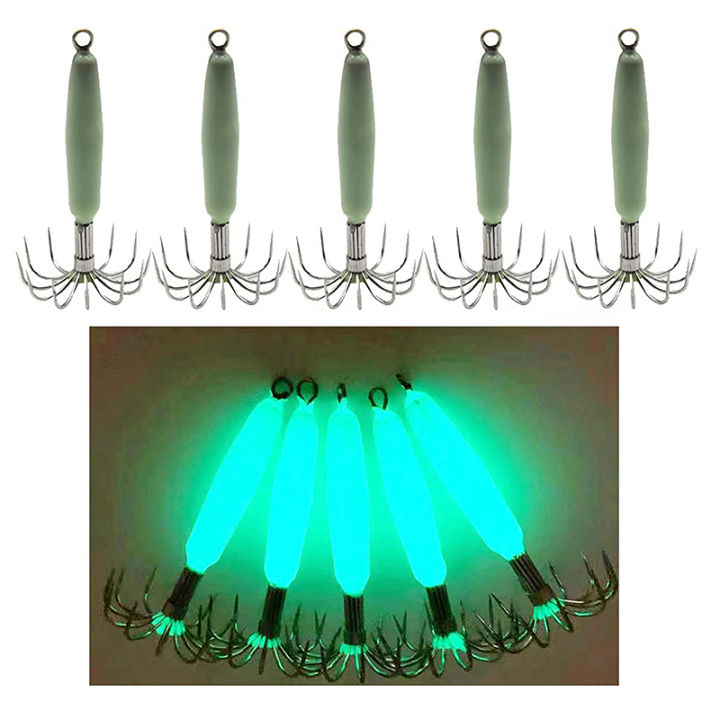 Luminous Squid Hook 12-Pin Soft Hook Octopus Hook Squid Fishing Hook ...