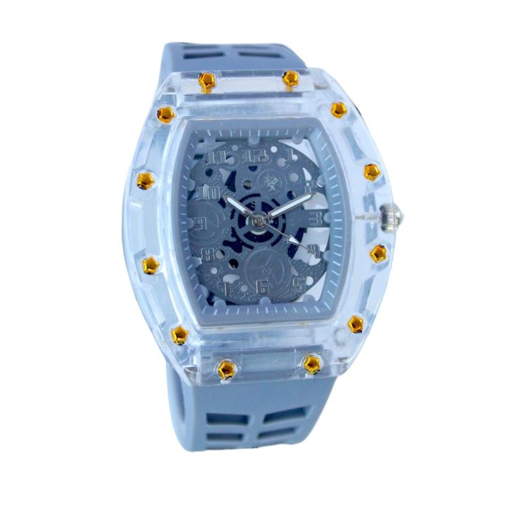 Transparent Square Dial Fashion Luxury for Men Women Quartz Watches for ...