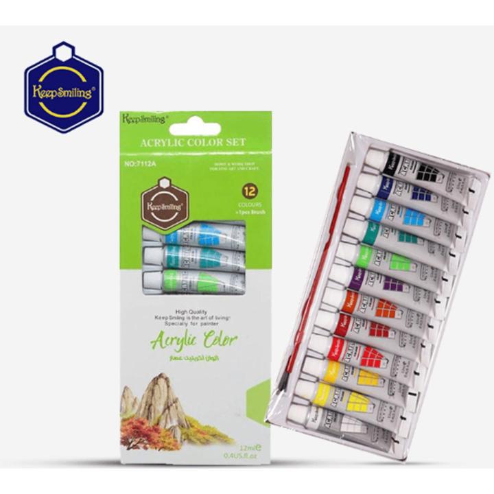 Acrylic oil Paint Set 12 pcs 24 pcs Colors by for Canvas, Wood, Ceramic ...