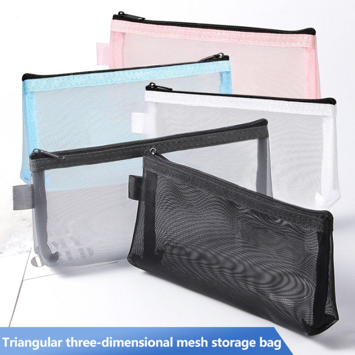Clear Mesh Pencil Case Stereoscopic Pen Bag Office Student Pen Box ...