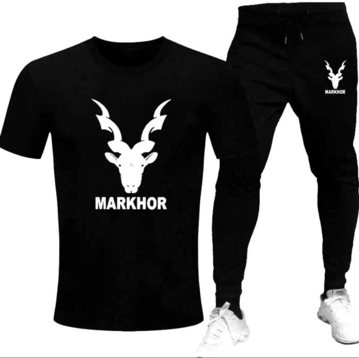 Black Trendy Markhor Printed Track Suit For Men & Boys - Soft & Comfy ...