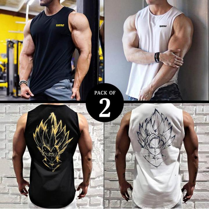 Pack of 2 Gym Sendo For Boys Goku Printed Top Tank Sendo For Men | Daraz.pk