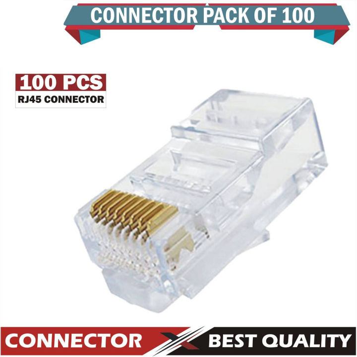 RJ45 Connector 100 pcs Crystal_ 8Pin RJ45 Modular Plug Rj-45 Network ...