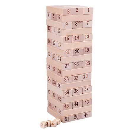 Wooden Jenga 54 Pcs Numbers With Dice | Daraz.pk