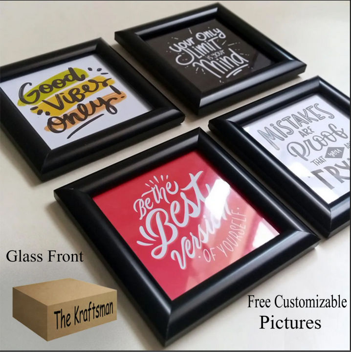 Pack of 4 Inspiration Quote Picture Frames, Glass front with Free print ...