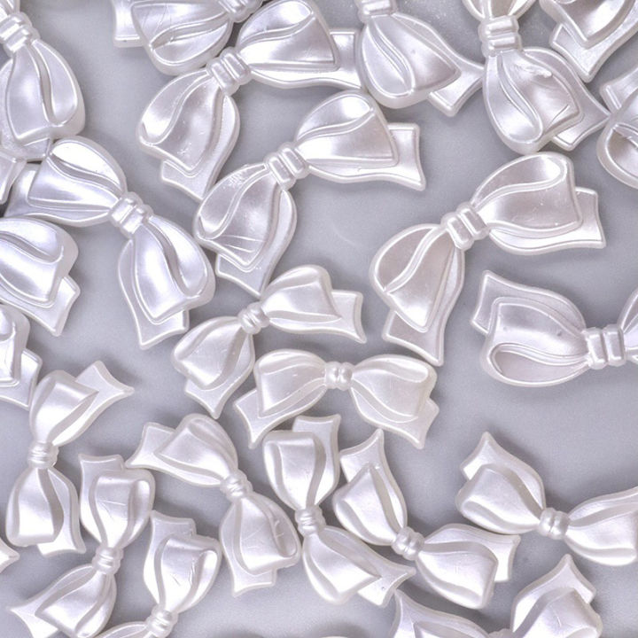 10Pcs White Bowknot Bow Acrylic Beads Loose Spacer Charm Beads For ...