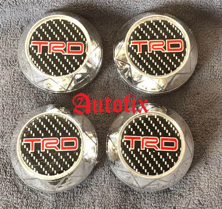 TRD Wheel Center plastic Caps Silver n Red 2.5 Inches 04 PCS | Daraz.pk