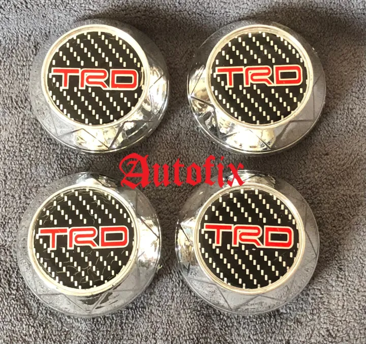 TRD Wheel Center plastic Caps Silver n Red 2.5 Inches 04 PCS | Daraz.pk