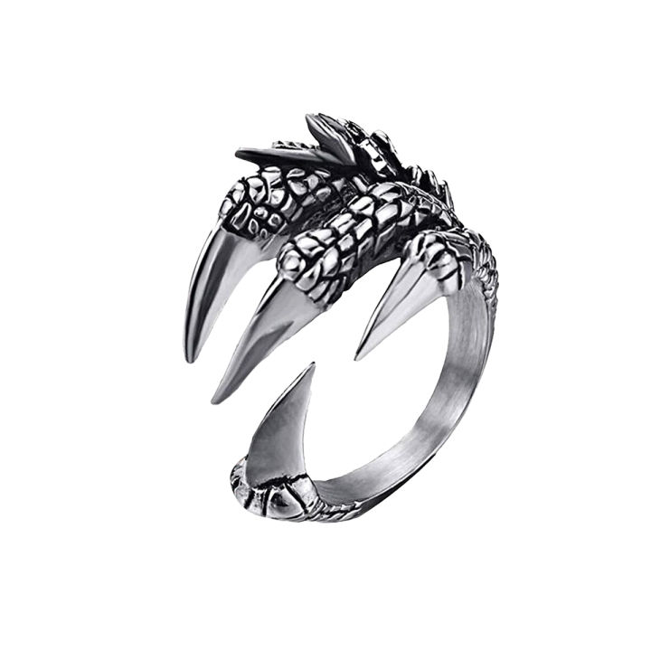 Retro Punk Dragon Ring -Men Women Exaggerated Antique Siver Color Open ...