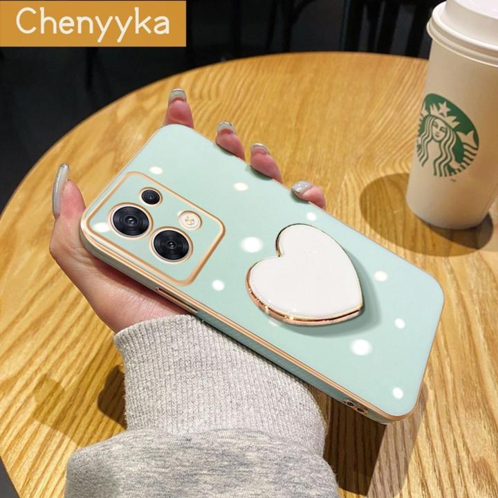 chenyyka For OPPO Reno 8 4G Case Stylish Heart Shaped Bracket Side Edge ...