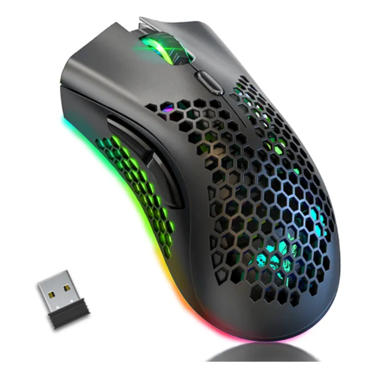 BENGOO KM-1 WiRELESS GAMiNG MOUSE RGB RECHARGEABLE MOUSE BLACK 2.4G ...