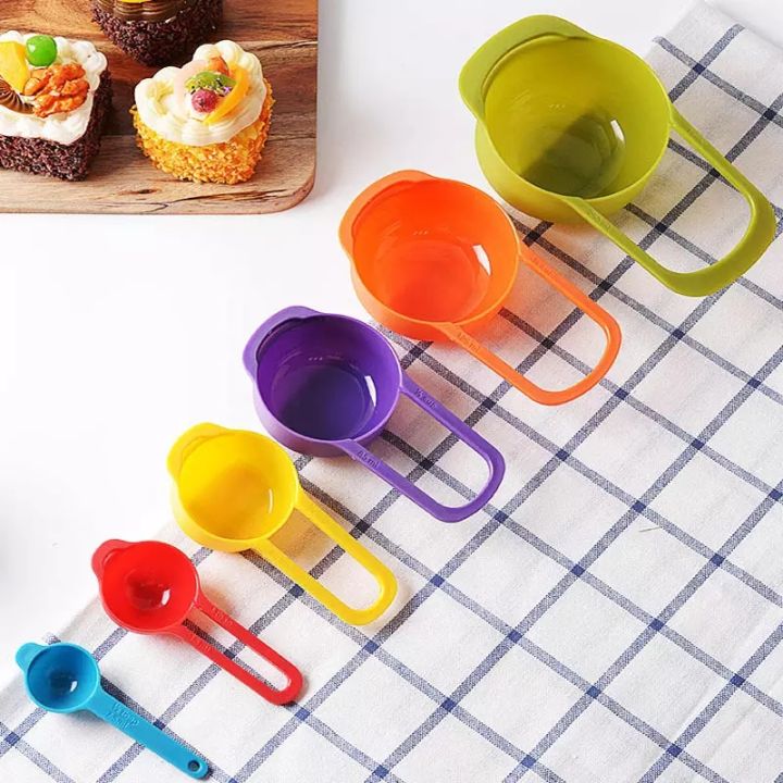 6 Pieces Measuring Spoons And Cups Plastic , Measuring Spoon Scoop with ...