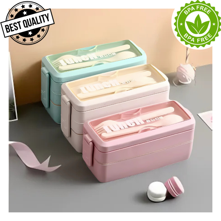 Lunch Box – 2 Layer Bento Lunch Box 750ml – Wheat Straw Microwaveable ...