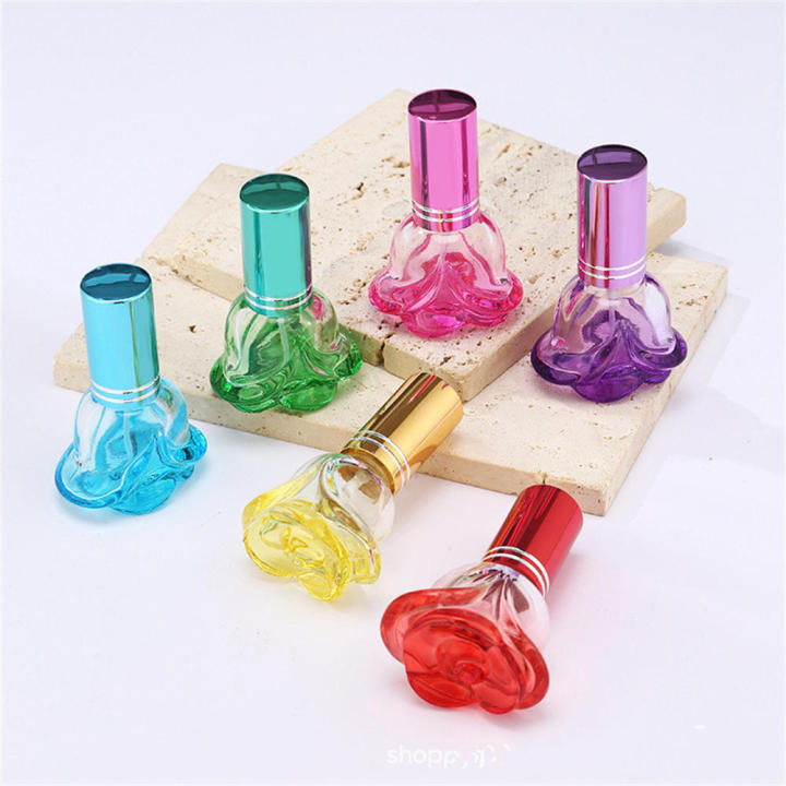 6ml Colorful Rose Shaped Perfume Bottle Small Sample Empty Glass ...