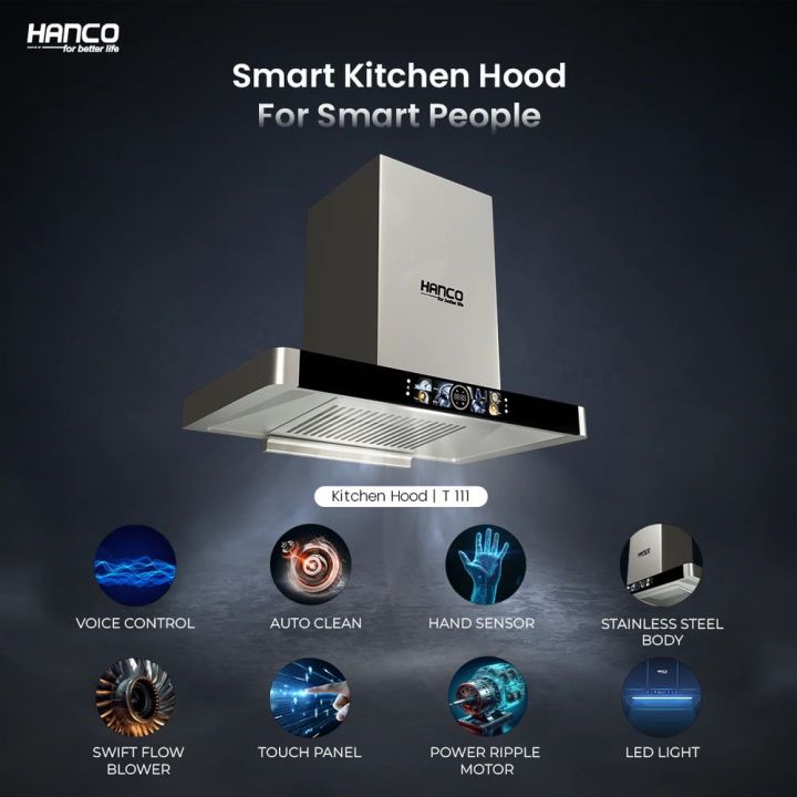 HANCO T-Shape Kitchen Hood Model T-111 | Smart Voice Control | Motion ...
