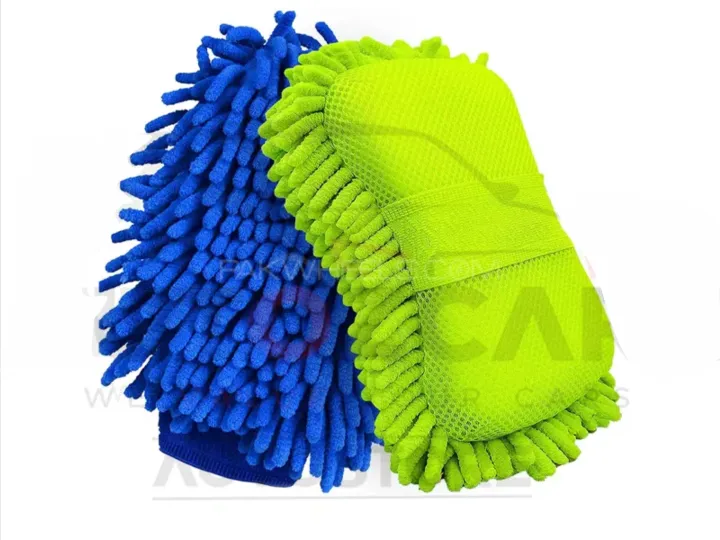 Microfiber Cleaning Sponge Pad & Wash Mitt Glove (Pack of 2) – Perfect ...