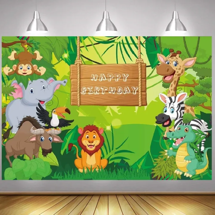 Jungle theme birthday Backdrop / Jungle theme birthday decoration ...
