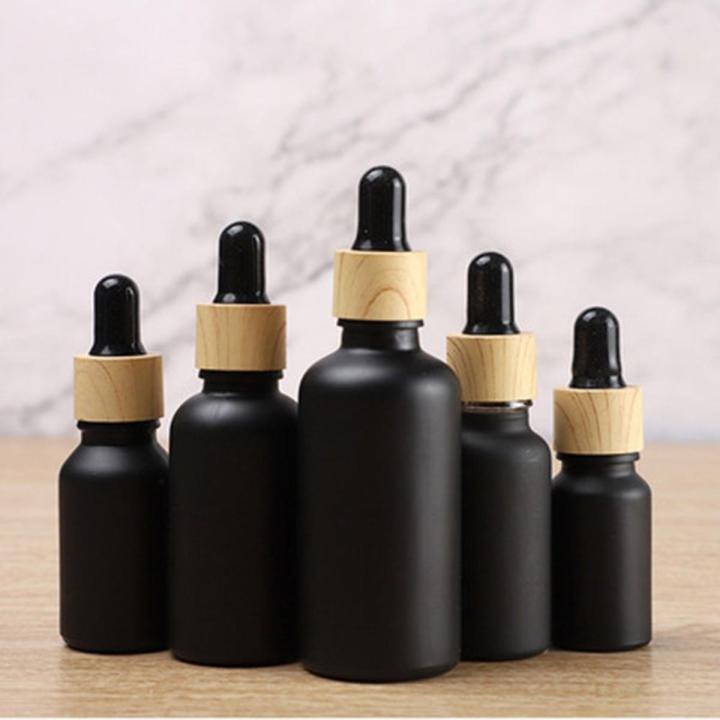 Dropper Bottle Tubes Frosted Black Glass Aromatherapy Refillable Bottle ...