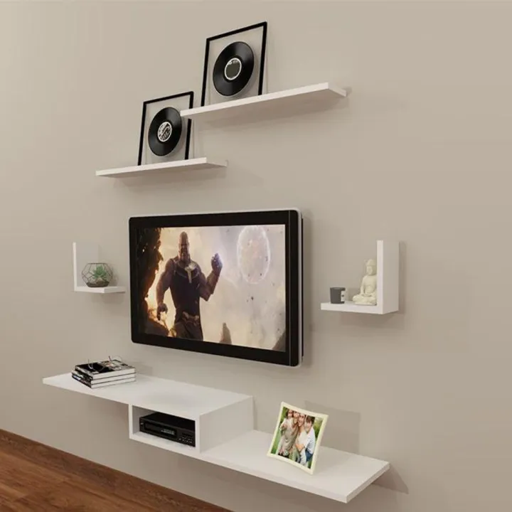 Modern 5 Pieces TV Wall Kit / Tv Wall unit with Racks | Daraz.pk