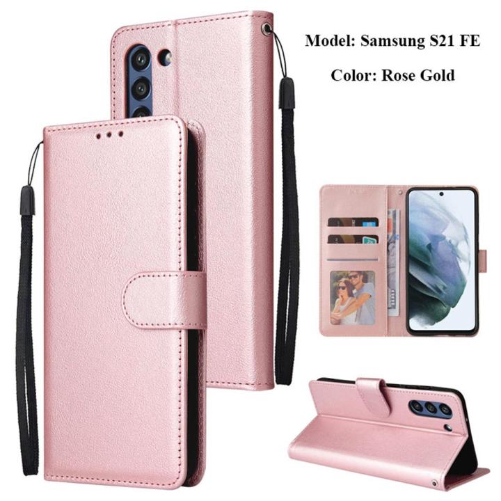 Leather Case Texture for Samsung_S21 FE Cover Flip – Rose Pink | Daraz.pk