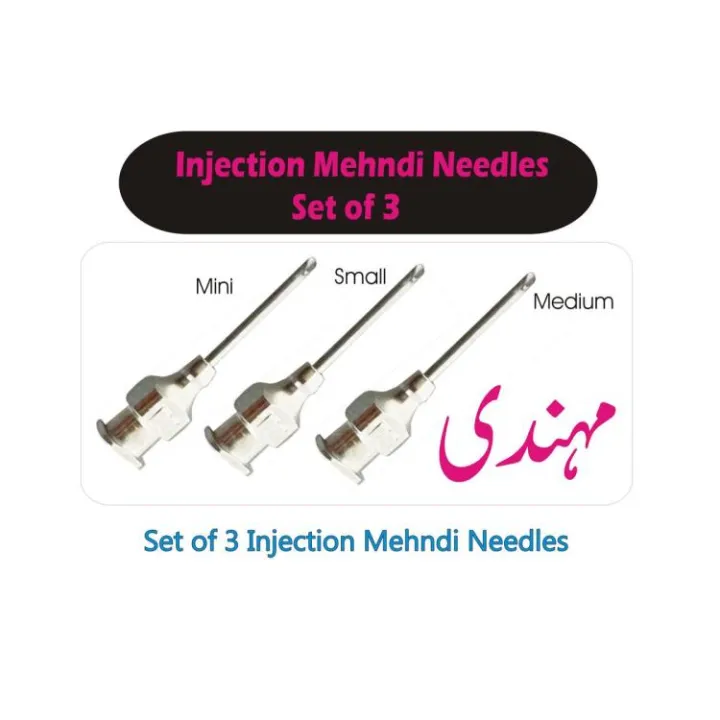Injection Mehndi Needles Set of 3, Multiple Size for Creating Beautiful ...