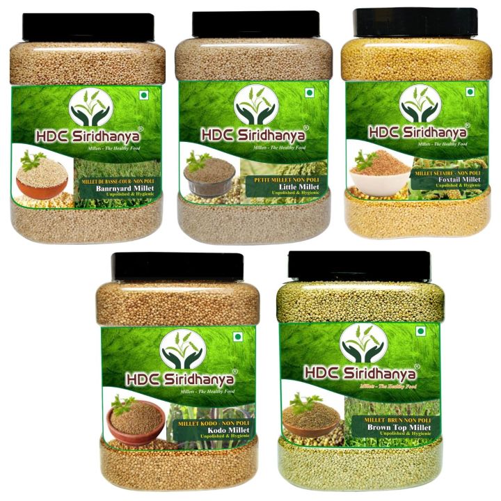HDC Siridhanya Unpolished and organic 5 positive millets Little, Kodo ...
