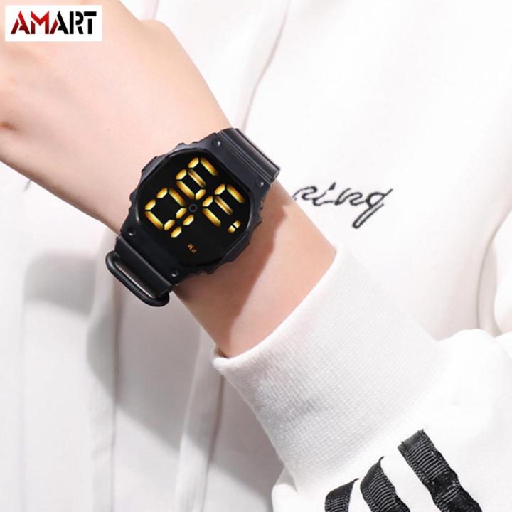 Large LED Screen Wrist Watch Simple Button Operation Wrist Band Date ...