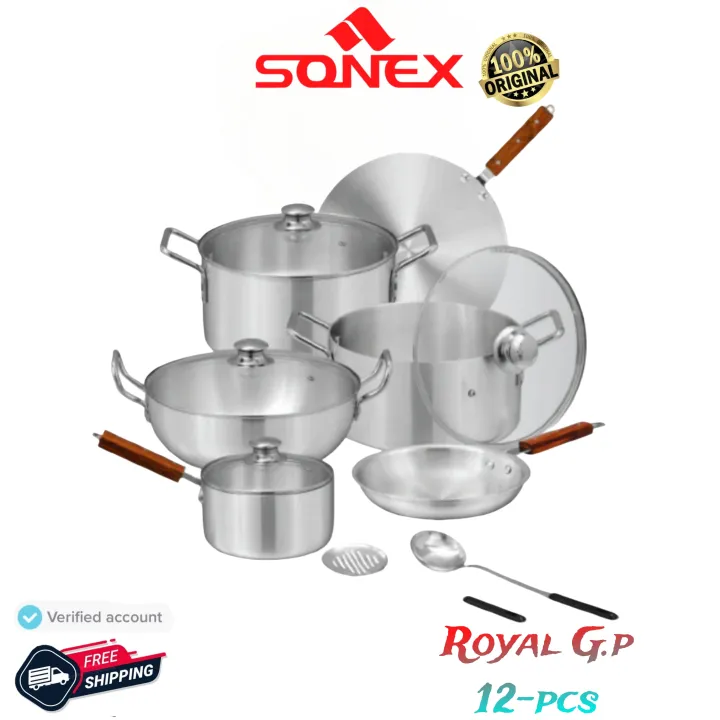 Original Sonex Royal Metal Finish Cookware set with Glass LID Gift Pack ...