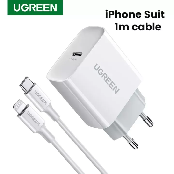 Ugreen USB C PD 18W Charger with MFi 1M USB C to Lightning Cable for ...