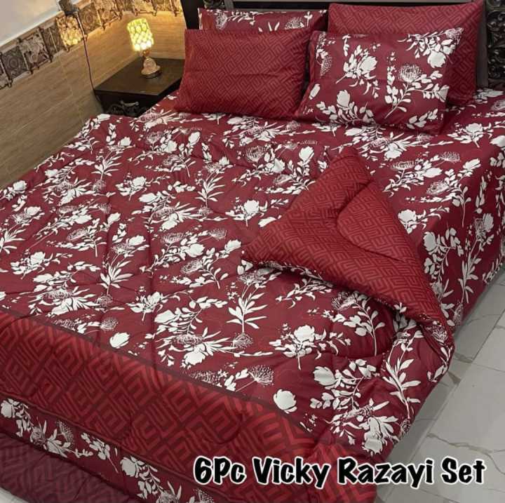 Vicky razai set 6pcs Double Bed razai set Multi Colors - New Designs ...