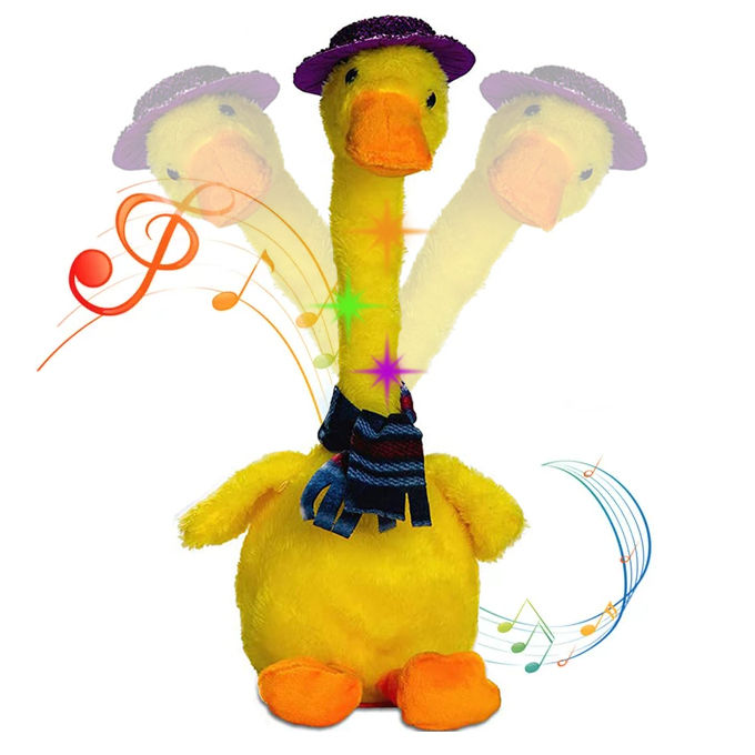 Dancing Duck Interactive and Plush Toys Repeat Talking Toy With Lights ...