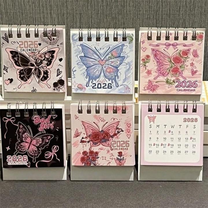 Foldable Desktop Scheduler Thick Paper Mini Desk Calendar Mini Double ...