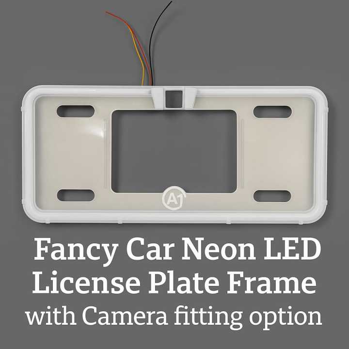 Universal Full White Neon LED Car License Plate Frame 6x12 with Camera ...