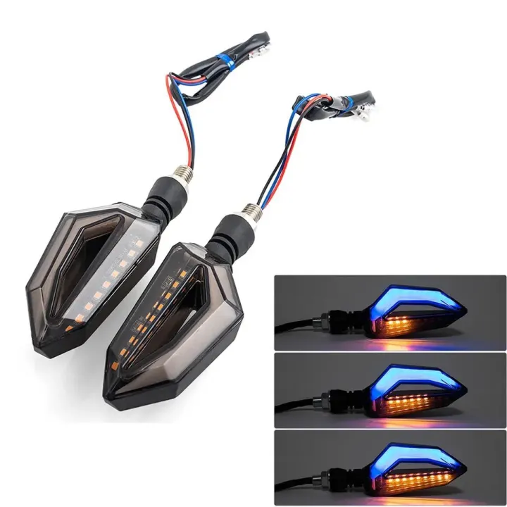 2Pcs Universal Motorbike LED Indicators – Blue Parking DRL & Yellow ...