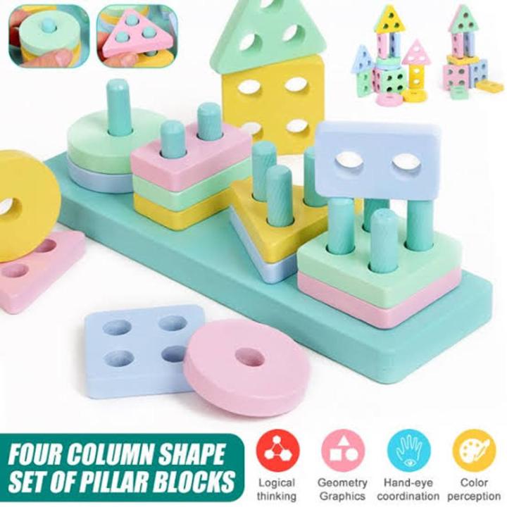Lewo Wooden Puzzle Toddler Toys Shapes Sorter Preschool Geometric ...