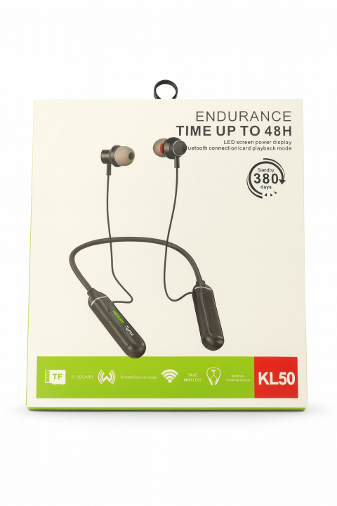 KL50 Bluetooth Neckband with LED Small Display TF Card, Super Bass ...