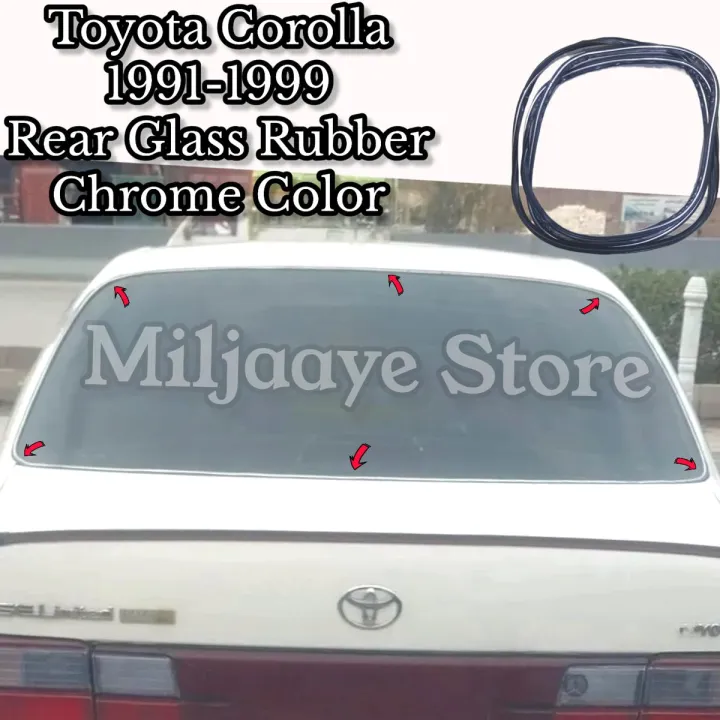 Toyota Corolla Indus Rear Glass Rubber Back Windshield Moulding Chrome ...