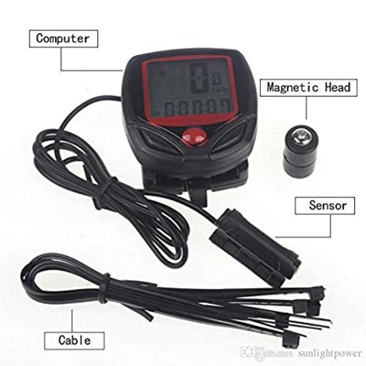 Original Bicycle Cycle Computer Cyclometer Speedometer 15F (Black-Red ... Original Bicycle Cycle Computer Cyclometer Speedometer 15F (Black-Red ...