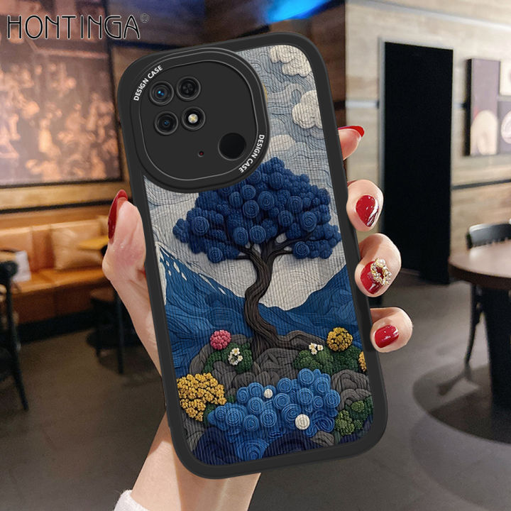 Hontinga for Redmi 10C Back Cover PU Leather Sun and Trees Phone Case ...