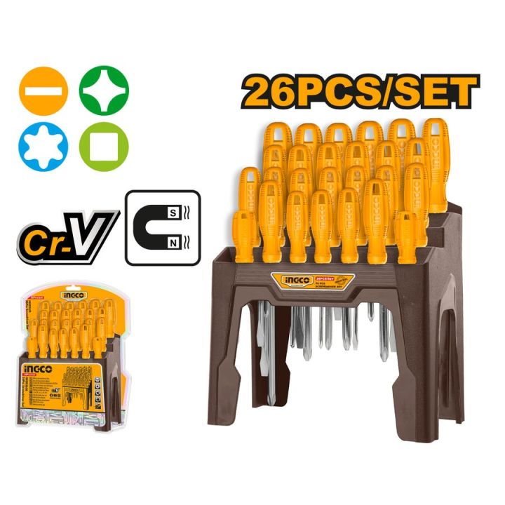 INGCO 26PCS Screwdriver Set – CR-V Blades, Slotted, Phillips, Torx ...