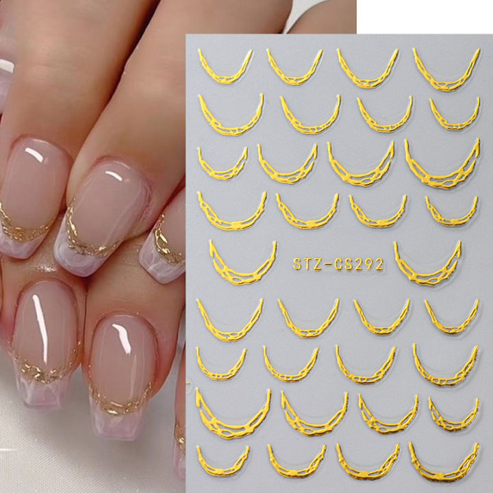 Metallic Silver Line Nail Manicure Stickers Metal Chrome Stripe Vine ...