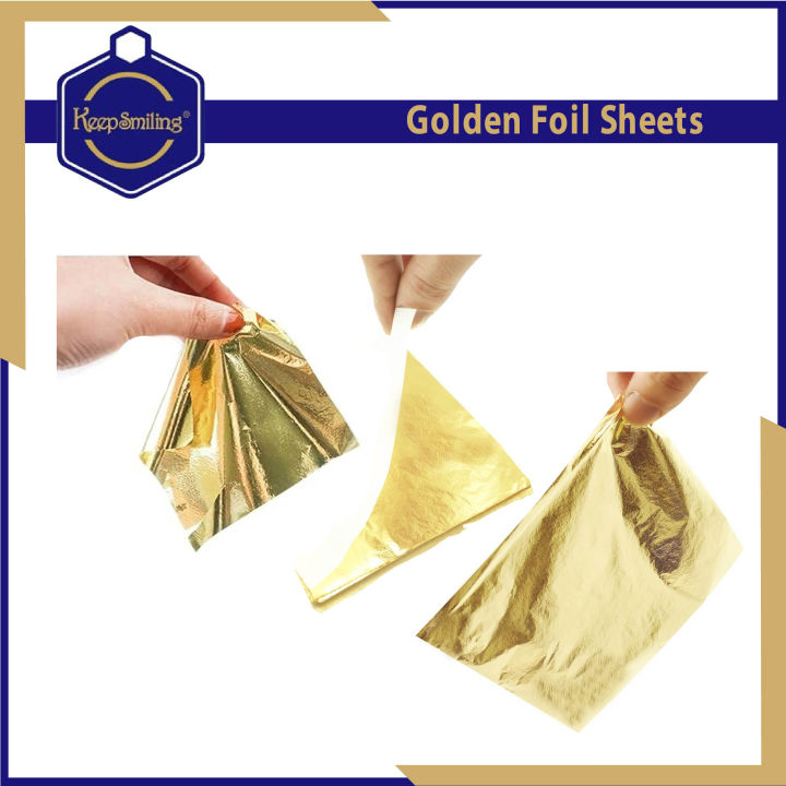 Keep Smiling 50/100 Pcs - Golden Foil Leaf Sheet (6x6 Inch Each) | Daraz.pk