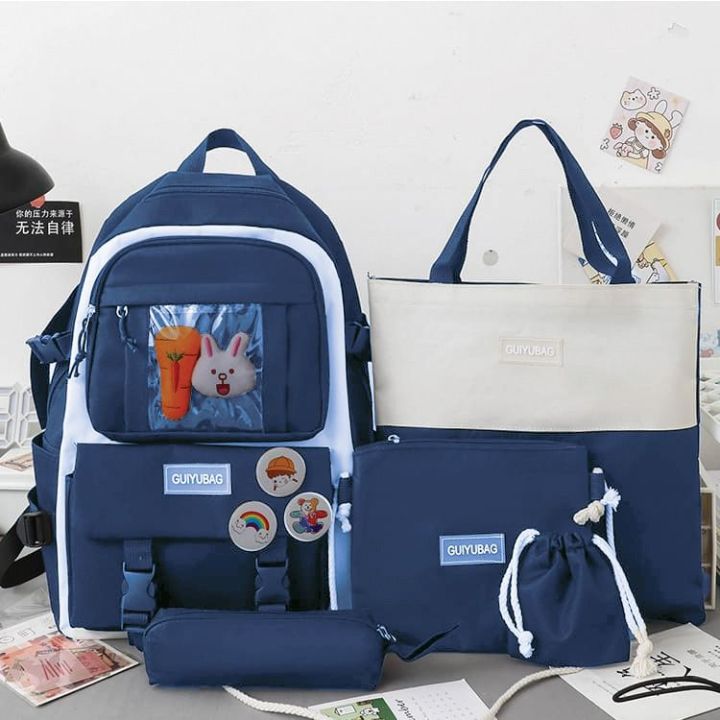 4/5 pcs korean school bagpacks college university bagpack | Daraz.pk