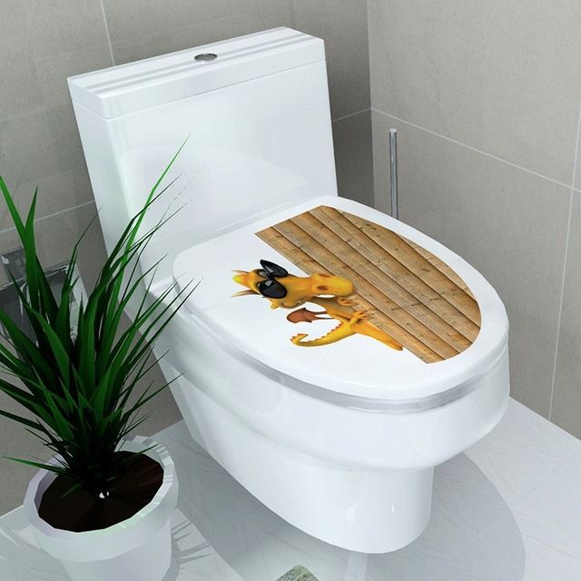 New Creative Realistic Toilet Stickers Home Bathroom Decorations DIY WC ...