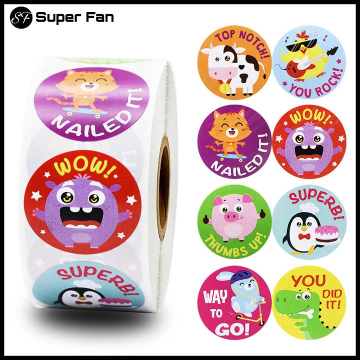 【NEW】 (Super Fan) 500Pcs/Roll Cute Animals Reward Stickers For Teachers ...