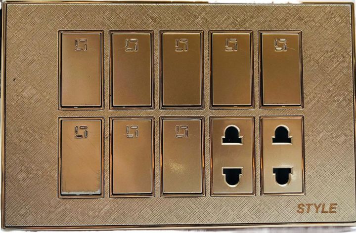 China Fitting Board Plate Golden Series Style 8 Switches+2 Sockets ...
