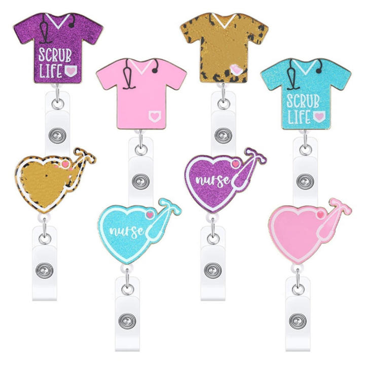 Retractable Badge Reel Stylish PVC 360 Rotating Id Holder Cartoon Shiny ...