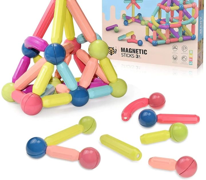 25 PCS Magnets Toy DIY Balls and Rods Magnetic Building Sticks Blocks ...